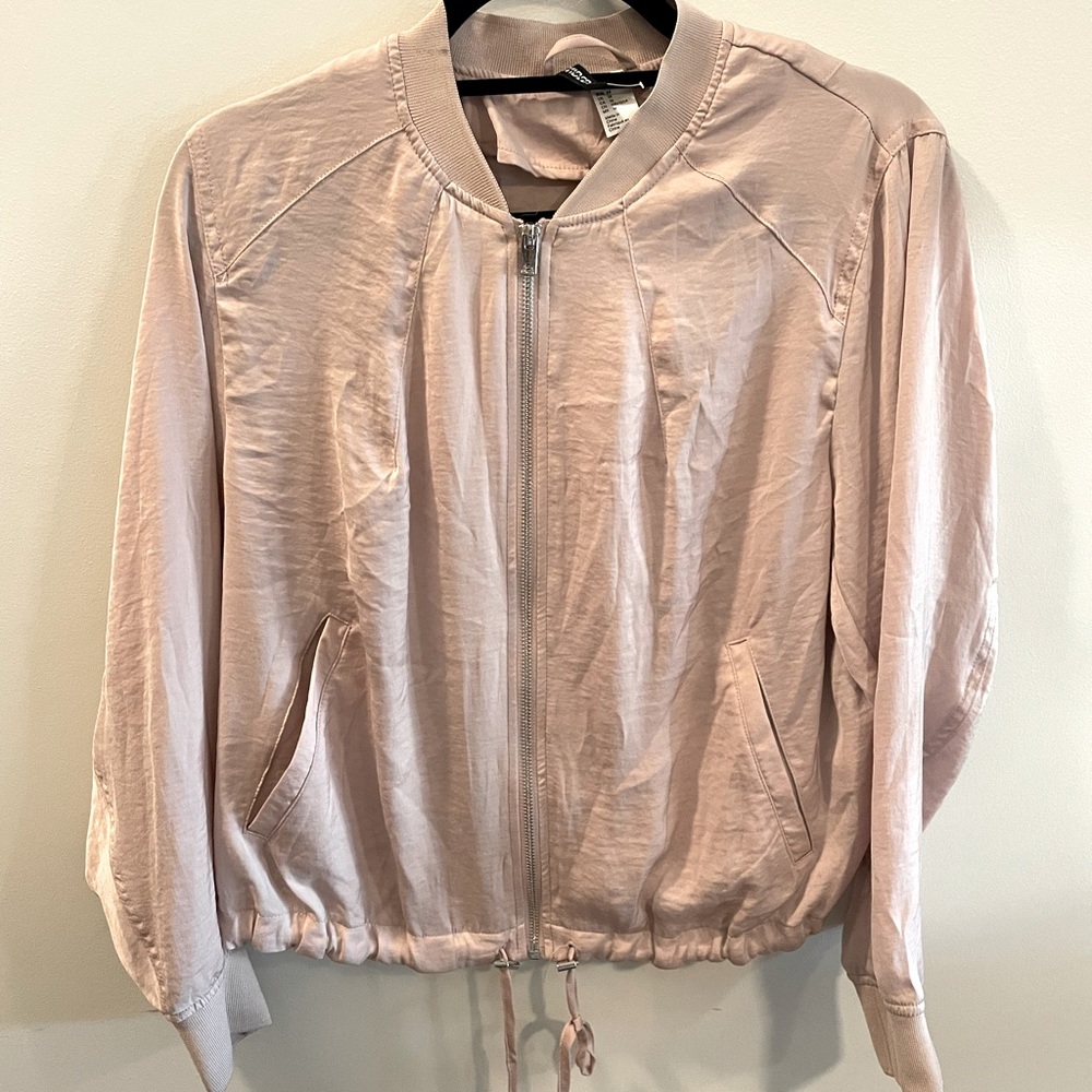 Light Bomber Jacket. - Pink Silk Texture - Gem